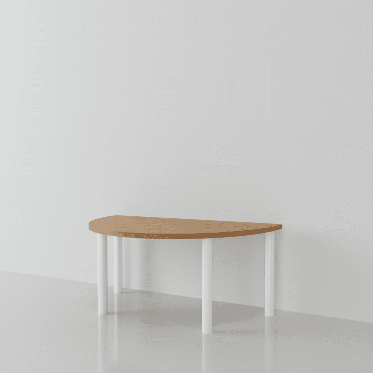 Table demi ronde en bois avec pieds blancs : Made in France