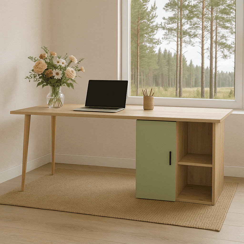 Bureau sur mesure caisson ordinateur - vert